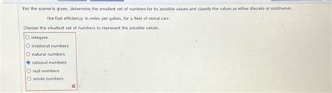 The Scenario Given Determine The Smallest Set Of Numbers Possible
