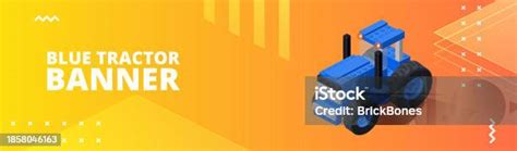 인쇄 및 디자인을 위한 파란색 트랙터가 있는 배너 벡터 일러스트 레이 션입니다 3차원 형태에 대한 스톡 벡터 아트 및 기타 이미지 3차원 형태 개념 개념과 주제
