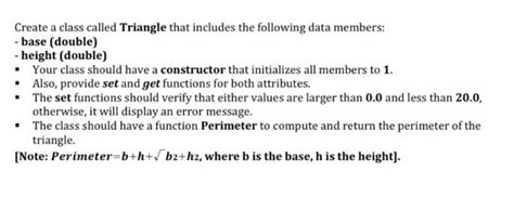 Solved Create A Class Called Triangle That Includes The