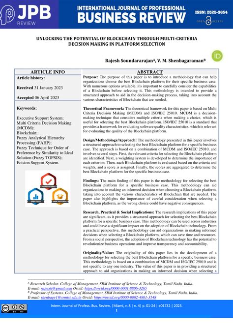 Pdf Unlocking The Potential Of Blockchain Through Multi Criteria