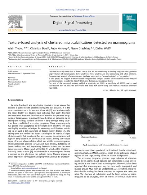 Pdf Texture Based Analysis Of Clustered Microcalcifications Detected