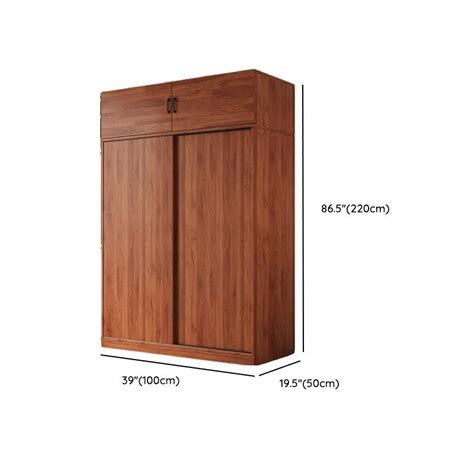 Reddish Brown Modern Wooden Standalone Wardrobe Closet With Soft Close