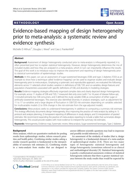 pdf evidence based mapping of design heterogeneity prior to meta analysis a systematic review
