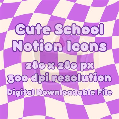 Notion School Icons Notion Icons Digital Computer Icons Customizable Cute Notion Icons Kawaii
