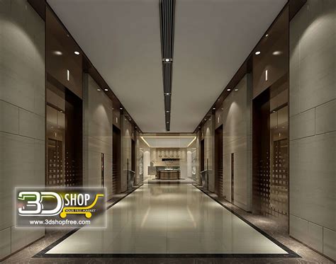 Elevator Lobby 3d Max Interior Scene 019 3dshopfree