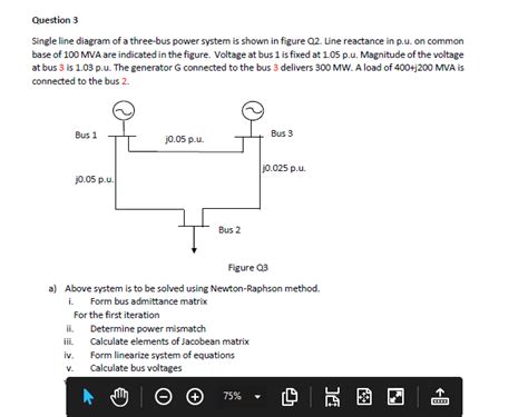 Solved Question Single Line Diagram Of A Three Bus Power Chegg