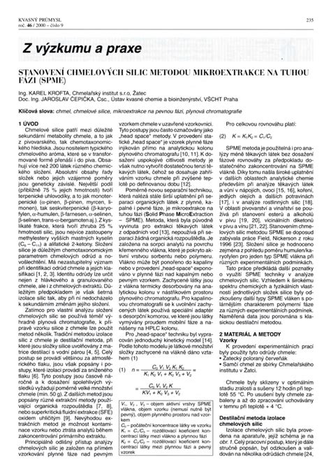 Pdf Determination Of Hop Oils Using The Solid Phase Microextraction Method Spme