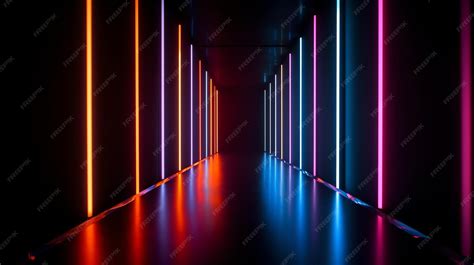 Néons Dans Un Couloir Sombre Fonds Décran Lumières Lumières Fond D