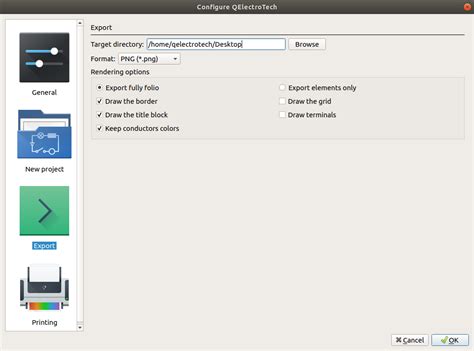 export settings — qelectrotech 2020 documentation