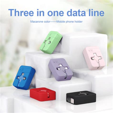 Retractable In Fast Charging With Phone Holder For Android Type C IPhone Chargecable USB