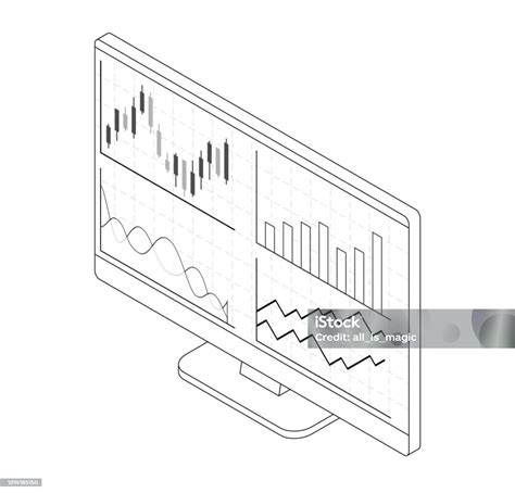 Cryptocurrency Chart Isometry Computer With Stock Data Chart Stock Illustration Download Image