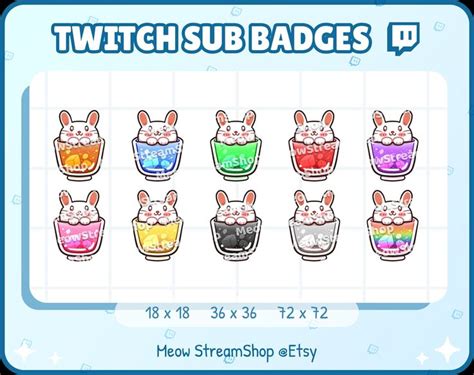 10x Twitch Sub Bit Badges Kawaii Bunny Foam Coffee Rabbit Sub Badges For Streamer Etsy