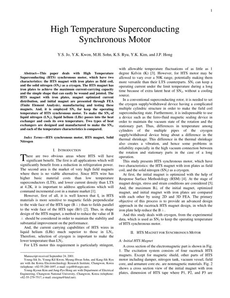 Pdf High Temperature Superconducting Synchronous Motor