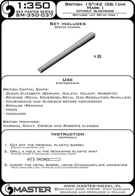 SM-350-037: British 15in/42 (38.1cm) Mark I - for turrets without ...