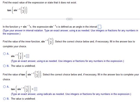 Solved Find The Exact Value Of The Expression Or State That Chegg Com