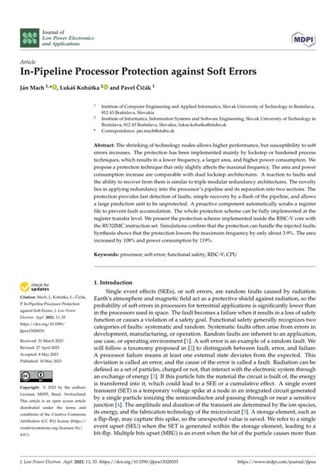 Pdf In Pipeline Processor Protection Against Soft Errors