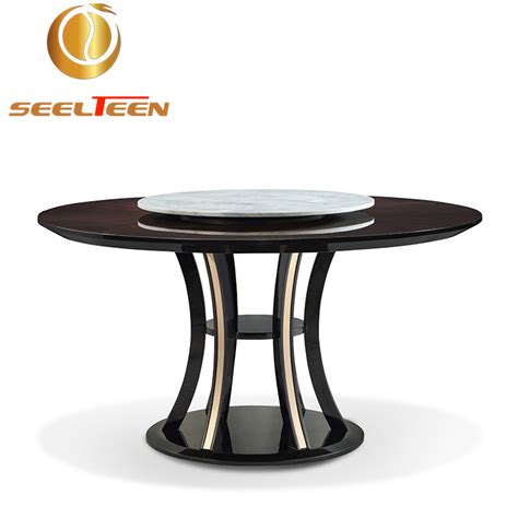 Lazy Susan Dining Table Round With Metal Base Seelteen
