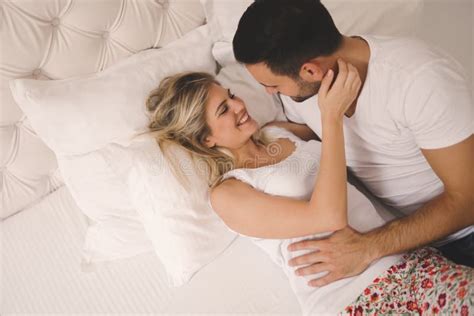 Lover Couple In Bed Stock Photo Image Of Romantic Couple