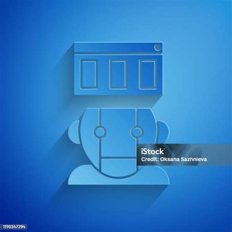 파란색 배경에 격리 된 종이 잘라 로봇 아이콘 종이 아트 스타일입니다 벡터 일러스트레이션 개념에 대한 스톡 벡터 아트 및 기타 이미지 Istock