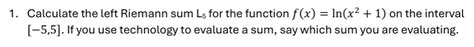 solved calculate the left riemann sum l5 ﻿for the function