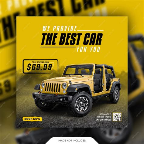 렌터카 소셜 미디어 및 인스타그램 포스트 디자인 프리미엄 Psd 파일