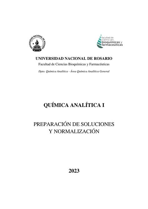 SOLUTION: Guia preparacion de soluciones y normalizacion Analitica - Studypool