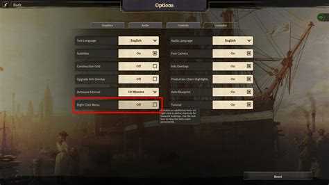 Anno 1800 Fixed Turning Off Right Click Menu Resets On The Next