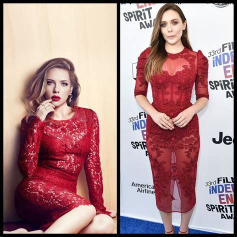 Scarlett Johansson And Elizabeth Olsen Looking Good In Red Rcelebs