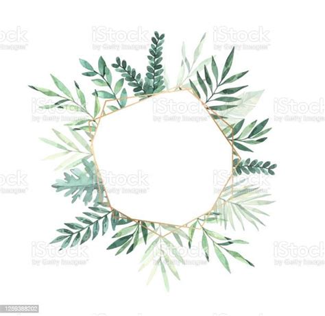 수채화 일러스트레이션 골드 프레임여름 트로피컬 라벨 열대 야자수 잎 와 구성 결혼식 초대장 인쇄물 엽서 포스터에 적합 프레임에 대한 스톡 벡터 아트 및 기타 이미지 Istock