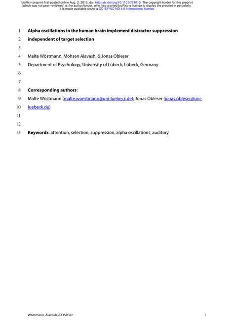 Pdf Alpha Oscillations In The Human Brain Implement Distractor Suppression Independent Of