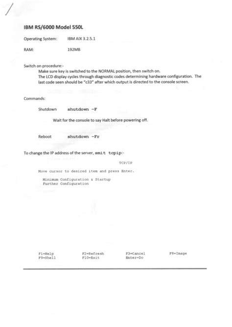 Ibm Rs 6000b 550l Switch On Procedures Manual Computing History