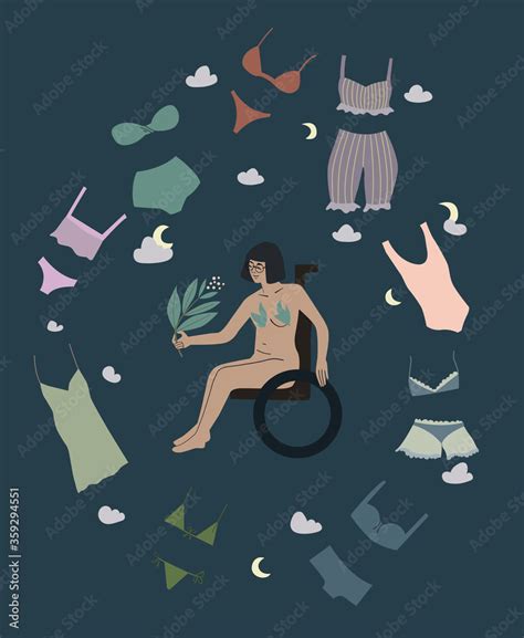 Handicapped Woman Body Positive Vector Illustartion Girl On A Wheelchair With Set Of