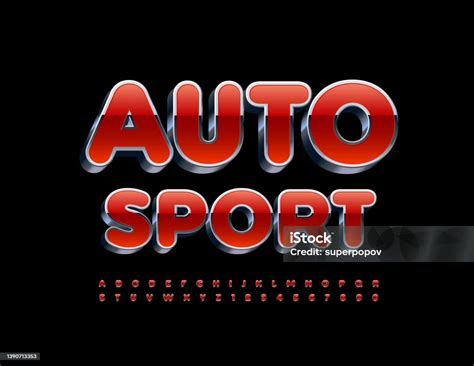 벡터 현대 배너 자동 스포츠 3d 빨간색과 금속 알파벳 문자 및 숫자 세트 문자에 대한 스톡 벡터 아트 및 기타 이미지 문자
