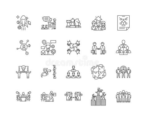 Corporate Management System Line Icons Signs Vector Set Outline Illustration Concept Stock