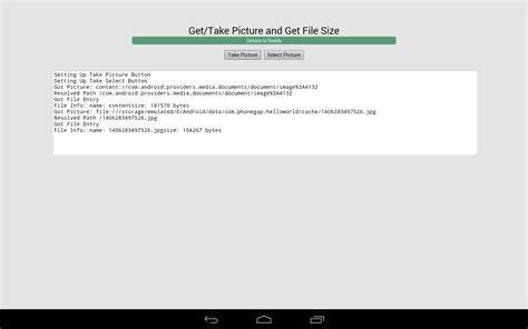 Github Marianoguerraexample Phonegap Camera Get File Size Simple