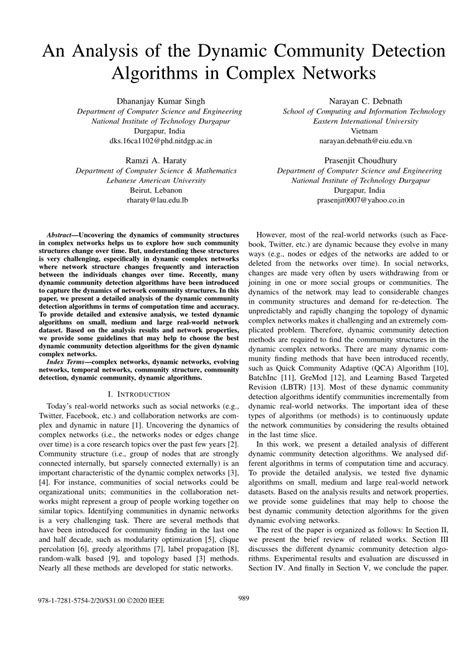 Pdf An Analysis Of The Dynamic Community Detection Algorithms In