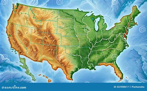 Detailed Topographic Map Of The United States With Elevation Details Ai