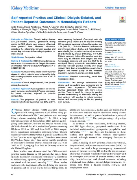 Pdf Self Reported Pruritus And Clinical Dialysis Related And