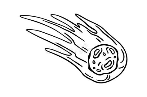 Asteroid Or Meteorite Falling Doodle Hand Drawn Icon Outline Drawing
