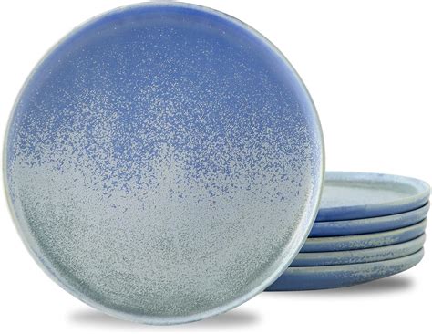 Kqriv Ceramic Plates Set 8 Inch Set Of 6 Large Blue