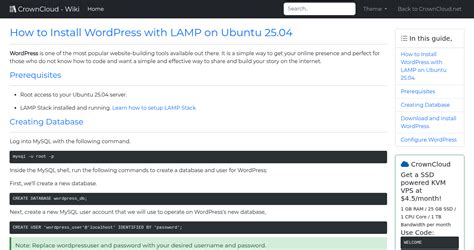Crowncloud Wiki How To Install Wordpress With Lamp On Ubuntu 25 04