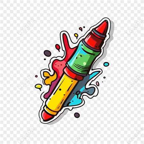 흰색 배경 클립 아트에 다채로운 크레용 스티커 벡터상표 Png 일러스트 무료 다운로드 Lovepik