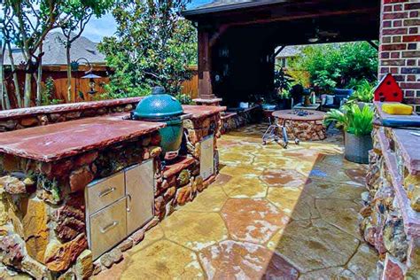 Luxury Stone Outdoor Kitchen With Pavilion And Firepit Onlytexaspros
