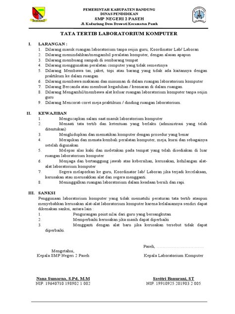 Tata Tertib Labkom Smpn 2 Paseh Pdf