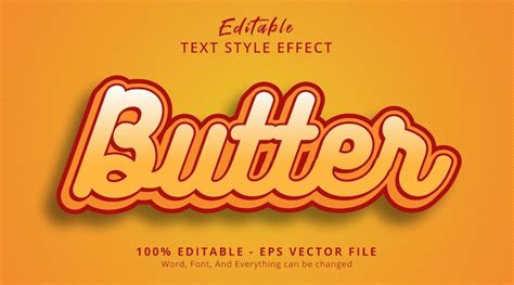 Premium Vector | Editable text effect, butter text on creamy yellow color style effect