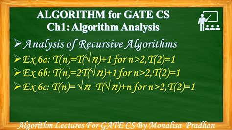 Ch 123 Analysis Of Recursive Algorithms Tnt√𝑛1 Tn2t√𝑛1 Tn √𝑛 T√𝑛n Youtube