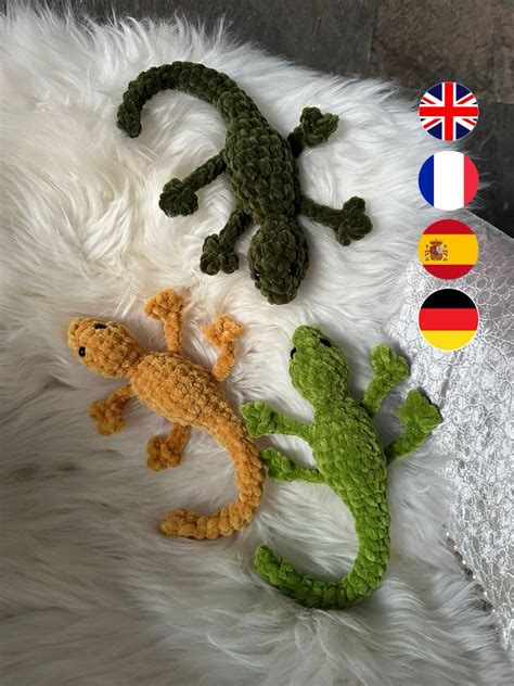 No Sew Crochet Pattern Lizard English German Spanish French Pdf