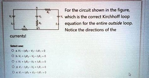 solved for the circuit shown in the figure which is the correct