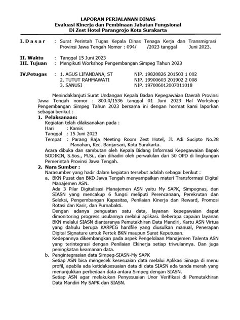 Laporan Perdin Pengembangan Simpeg Pdf