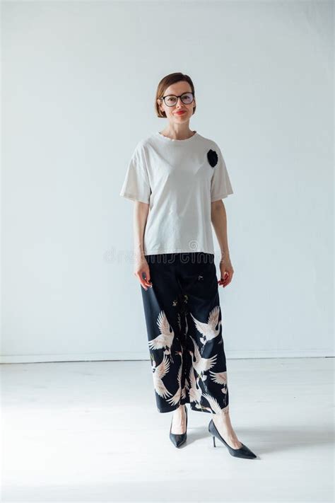 Portrait Of A Beautiful Fashionable Woman With Short Hair 40 Years Old